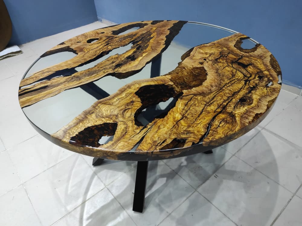 Custom Order Diameter, Round Olive Wood, Clear Epoxy Dining by ...