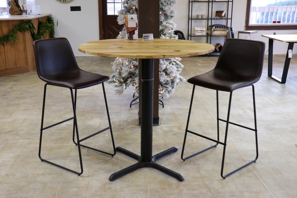 Round Spalted Maple Bar Pub Table with Black Steel Legs by Hazel Oak ...