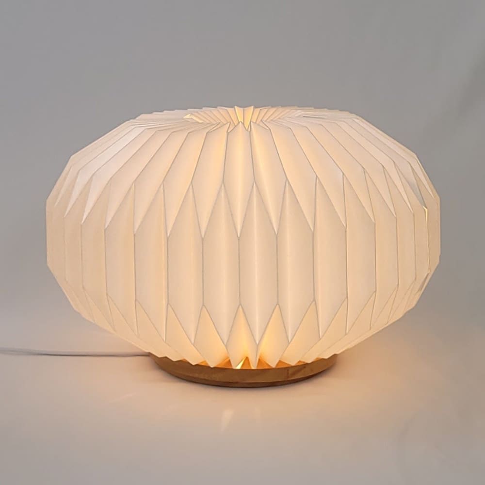 Sphere L - modern origami table lamp, paper, wood by Studio Pleat ...