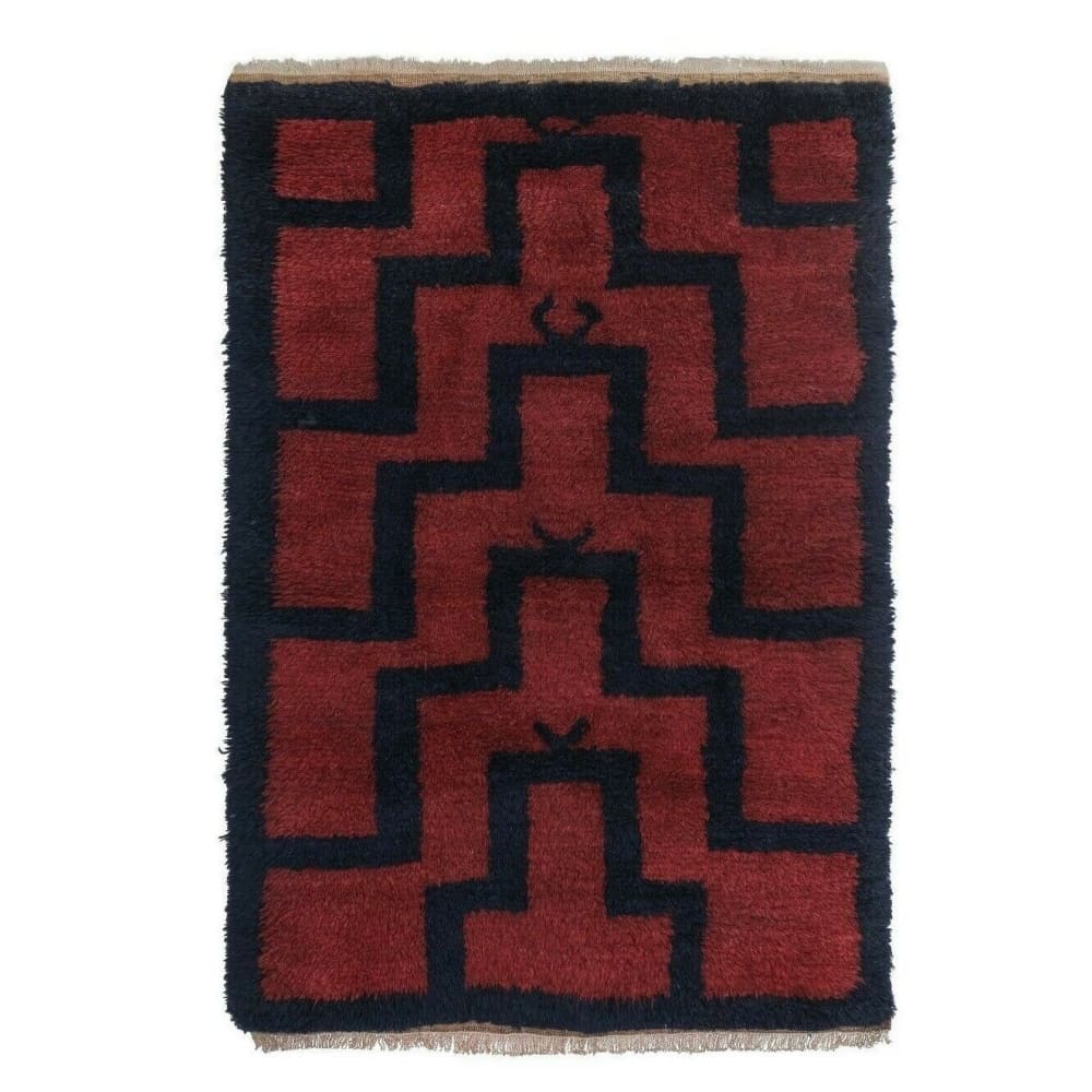 Mid Century Modern Tulu Turkish Tulu Rug with Tribal Pattern by Vintage ...