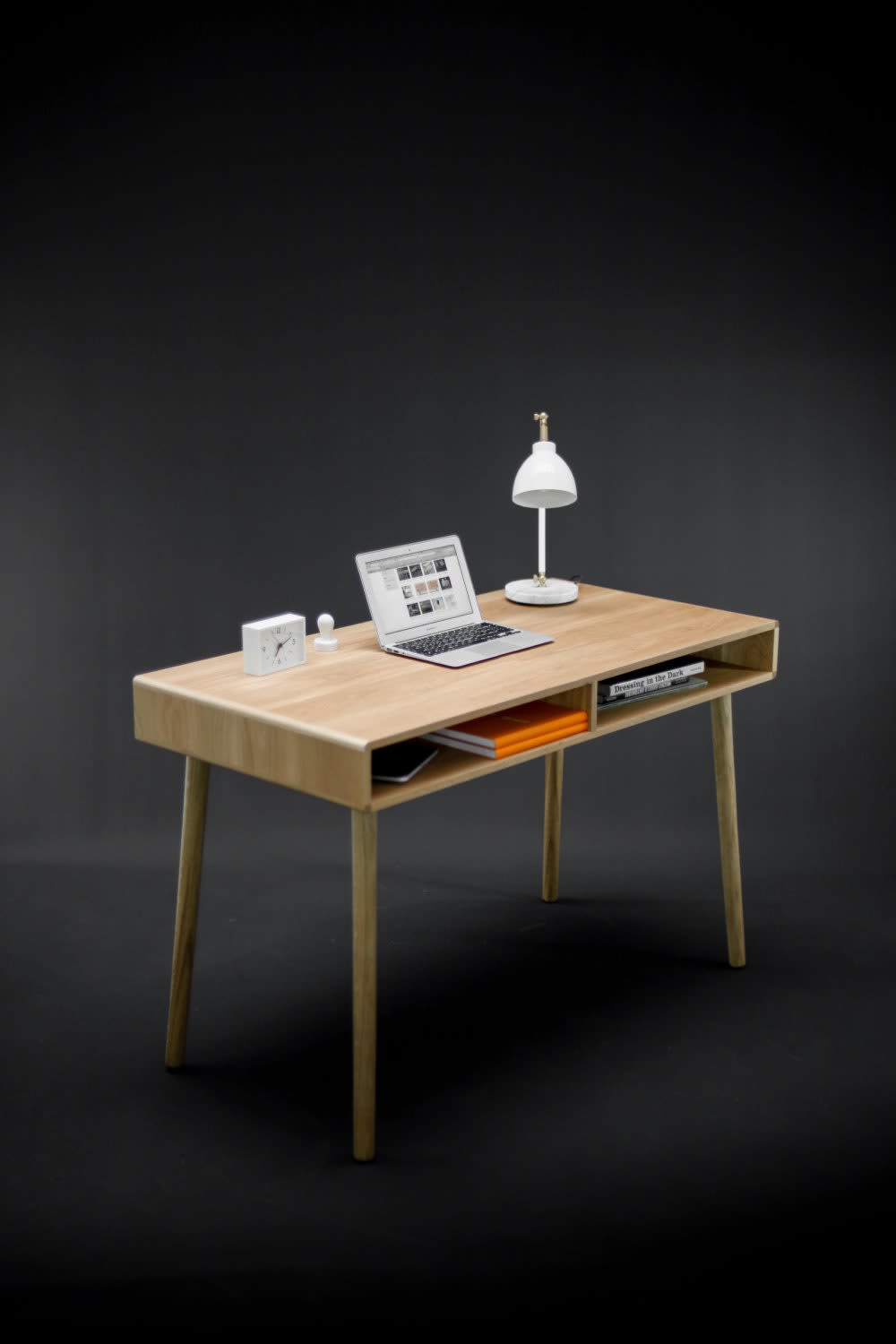 Modern Oak Desk with Open Cubbies Mid Century Design by Manuel Barrera ...