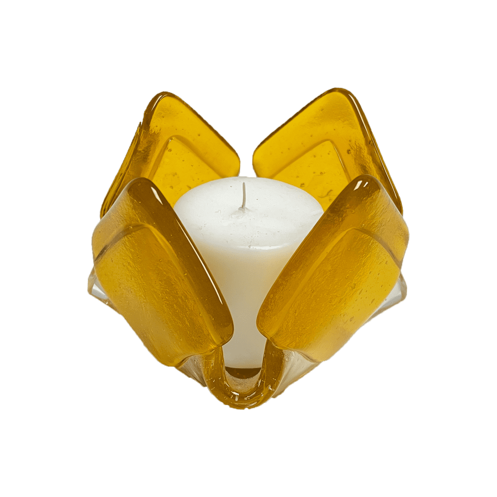 Transparent Yellow Glass Candleholder by Sand & Iron | Wescover ...