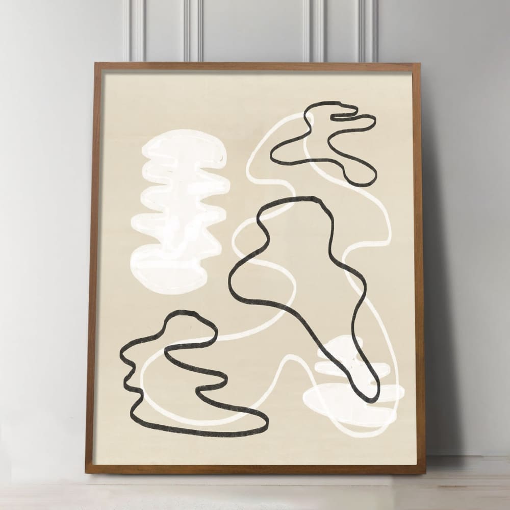 Minimal Abstract Line Drawing, Black and White Modern by Capricorn ...