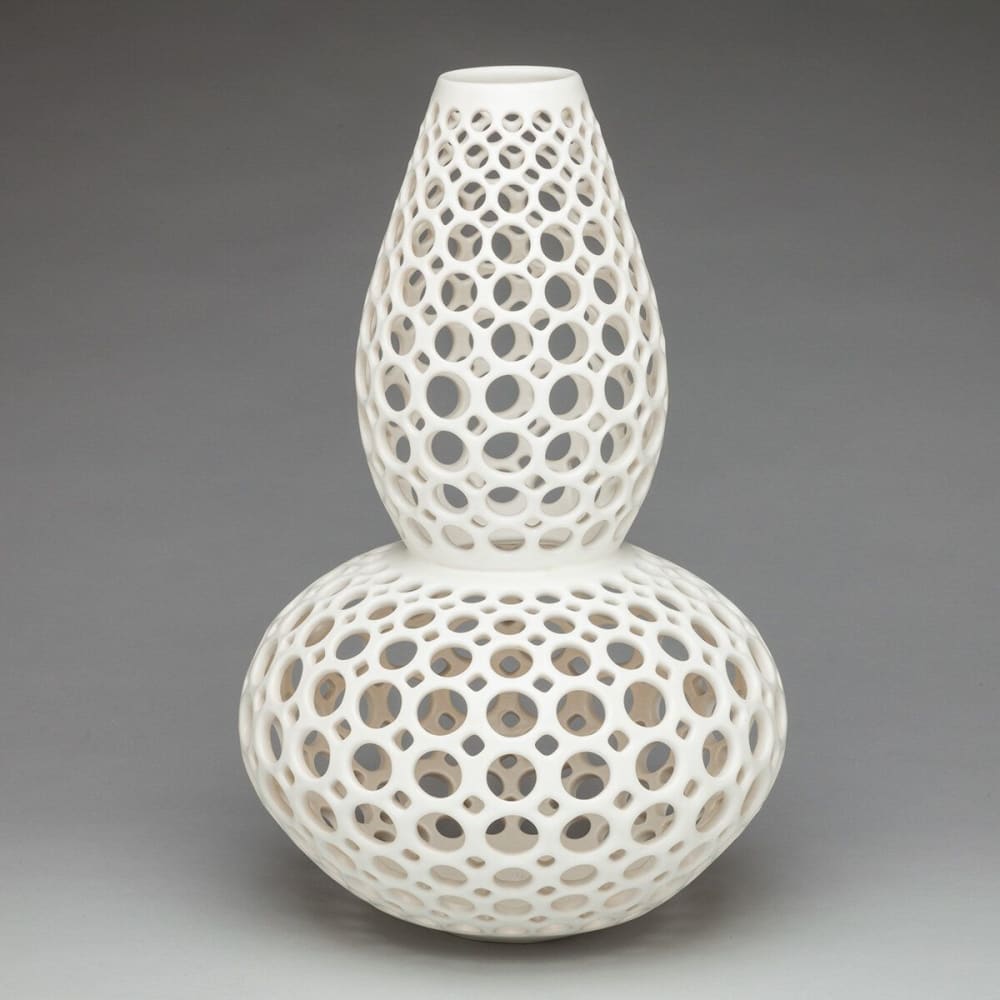 Elongated Double Gourd Lace Vessel by Lynne Meade | Wescover Decorative ...