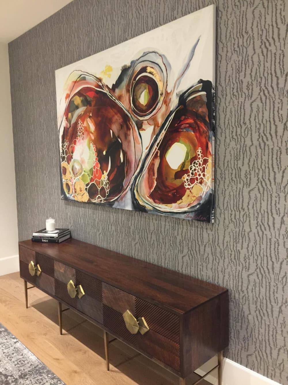 Jenny's Gold, Mixed media on Canvas Original Lara Scolari by Lara ...