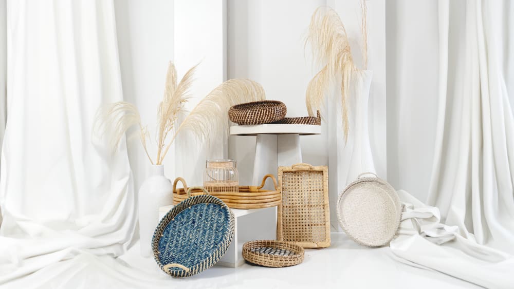 Handmade 11" Rattan Serving Tray by Amara | Wescover Serveware