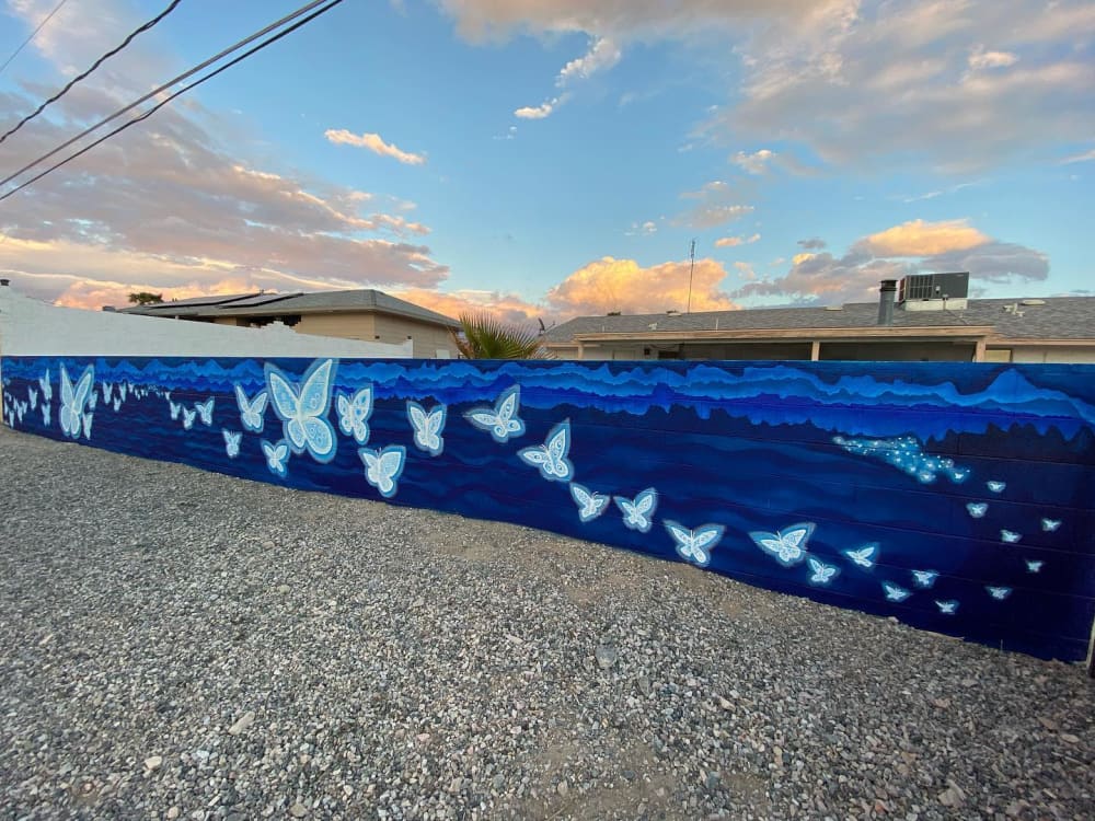 A soothing backyard mural that is 35 feet long. by Rachel Kaiser Art ...