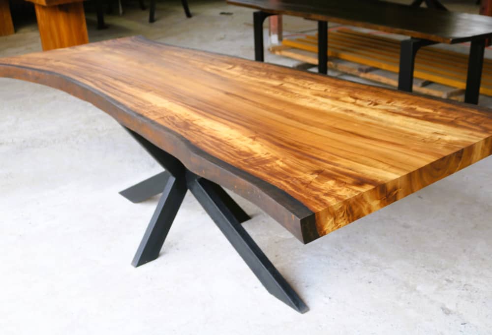 Rain Tree Table with X-base by Power Woodwork | Wescover Tables
