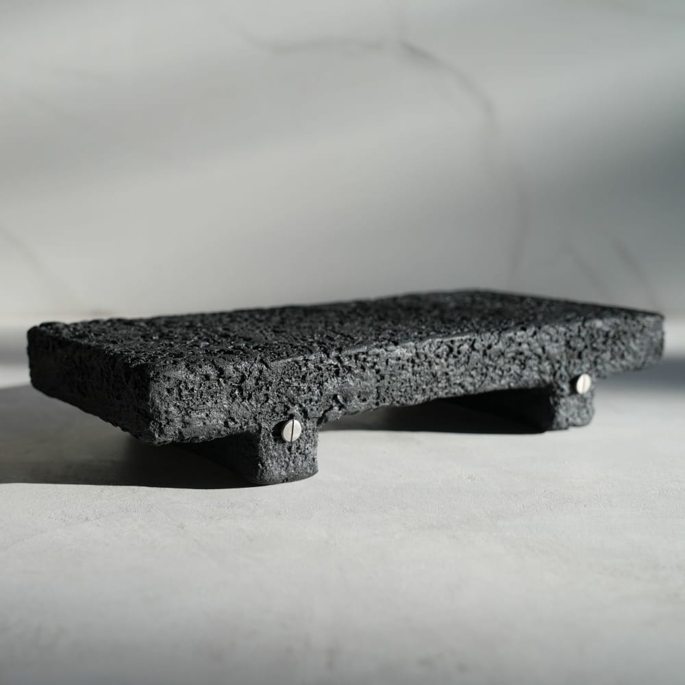 Large Shelf Riser in Carbon Black Concrete with Gunmetal Riv by Carolyn ...