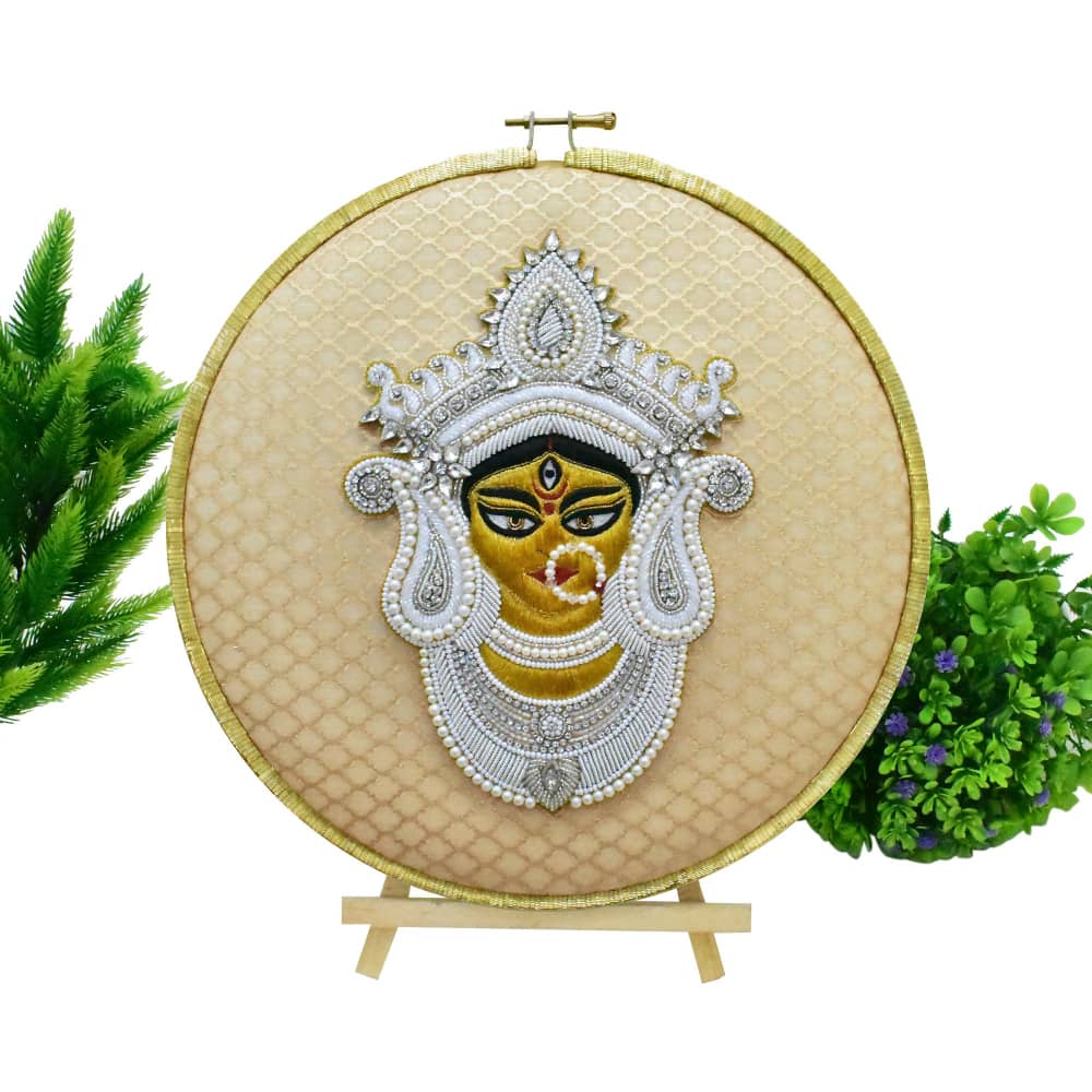 Handmade Hoop Art Embroidery Of Hindu God Maa Durga by MagicSimSim ...