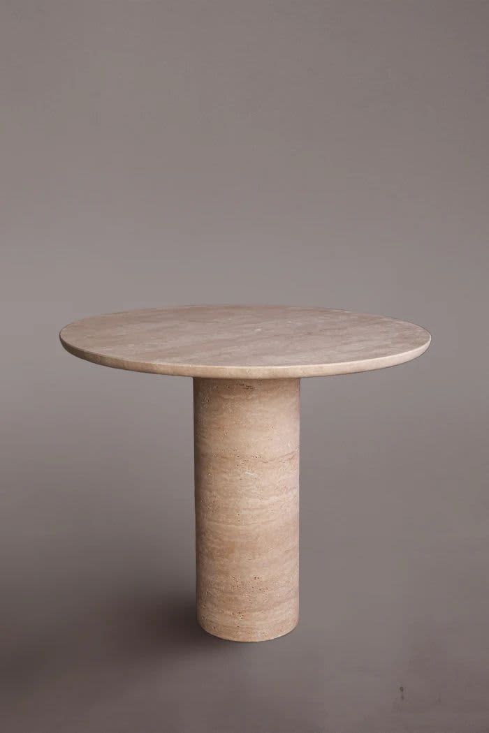 Bullet Leg Travertine Round Dining Table by HamamDecor LLC | Wescover ...