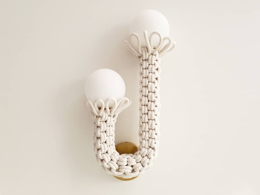 Memphis Fiber Lamp Sconce| Macrame handweave light sculpture by Light ...