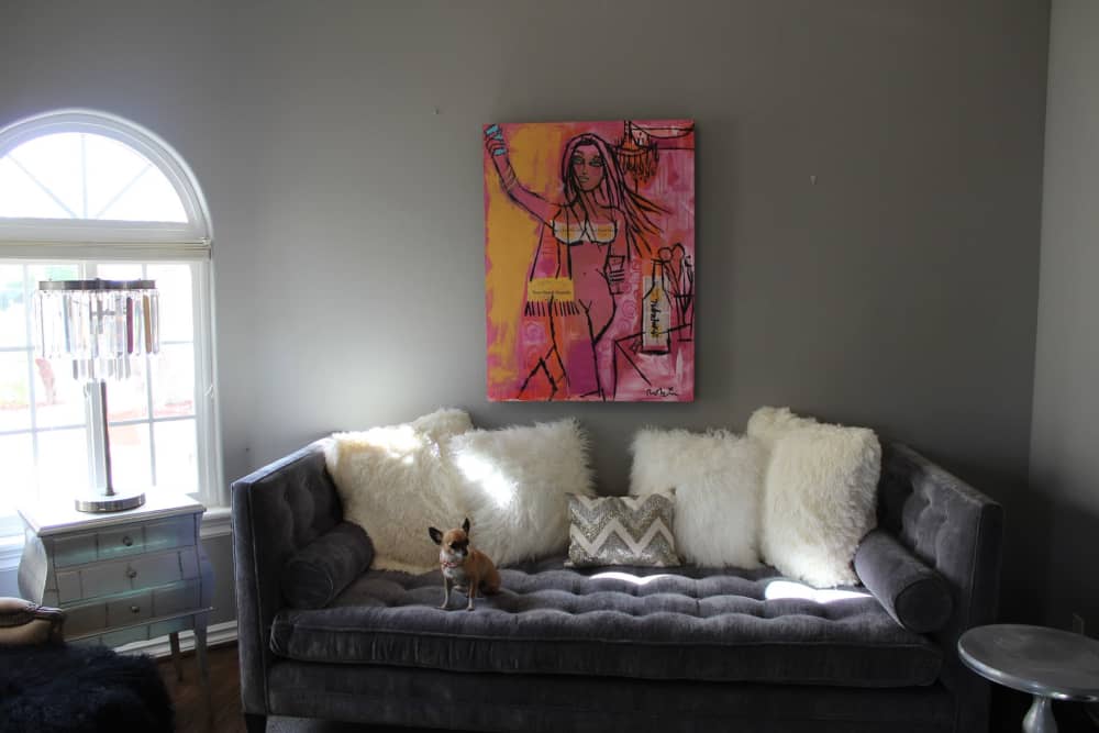 Pink Modern Painting titled “Getting Ready” by Robin Hiers | Wescover ...