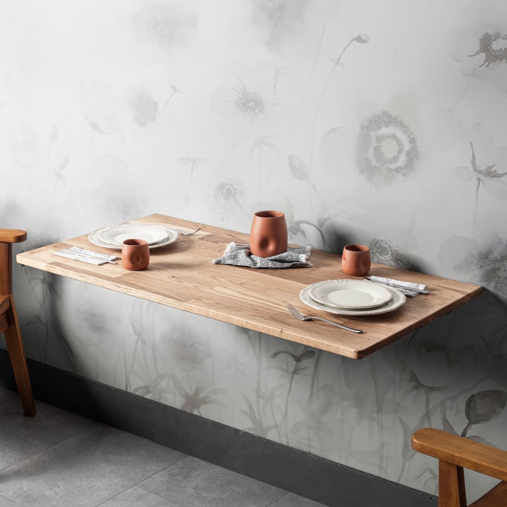 Wooden Folding Desk, Oak Floating Table by Halohope Design | Wescover ...
