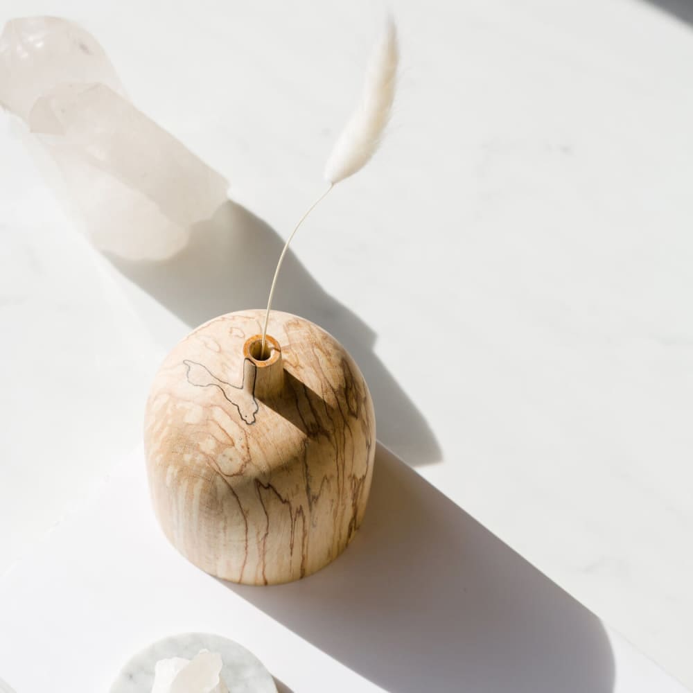 Zai Bud Vase In Spalted Beech by Pooja Pawaskar | Wescover Planters & Vases