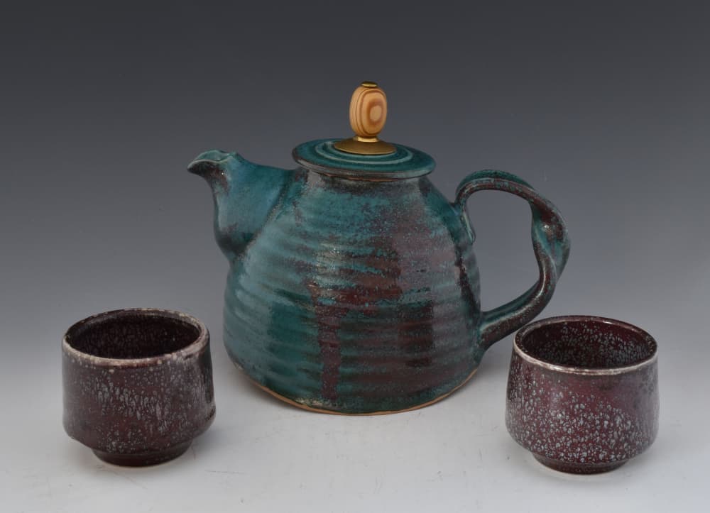 stoneware rocking teapot 56 with cups by Ron Mello Studio Art ...