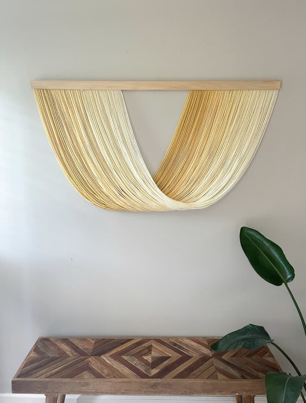 Large yellow sunshine ombré swoop fiber Art wall hanging by The Cotton ...