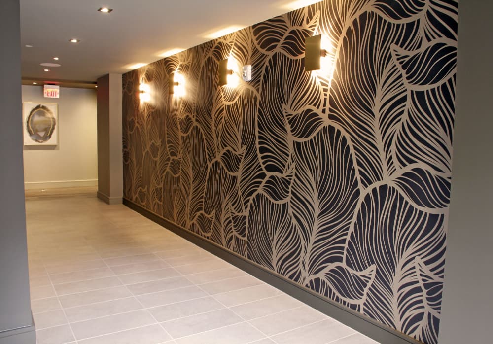 Leaf Pattern Wallcovering by Organik Creative at The McAdams Apartments ...