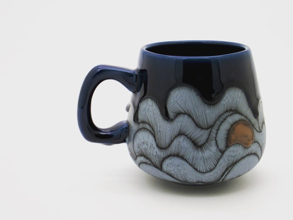 Blue wave mugs by Single-Tooth Productions | Wescover Drinkware