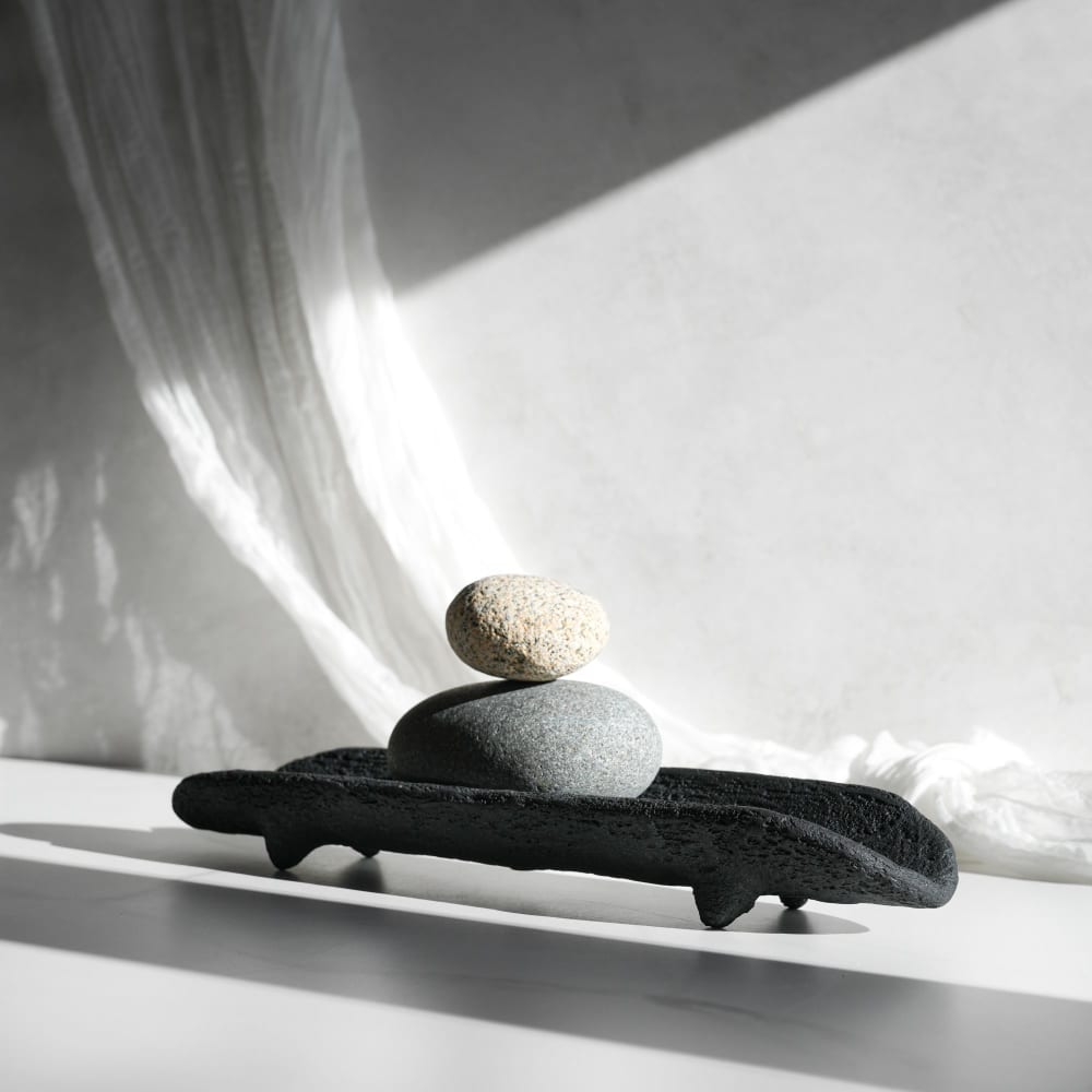 Oval Curved Footed Tray in Carbon Black Concrete by Carolyn Powers ...