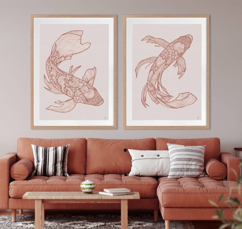 Lucky Fish - Koi & Kei - Rust - Framed Art by Patricia Braune ...