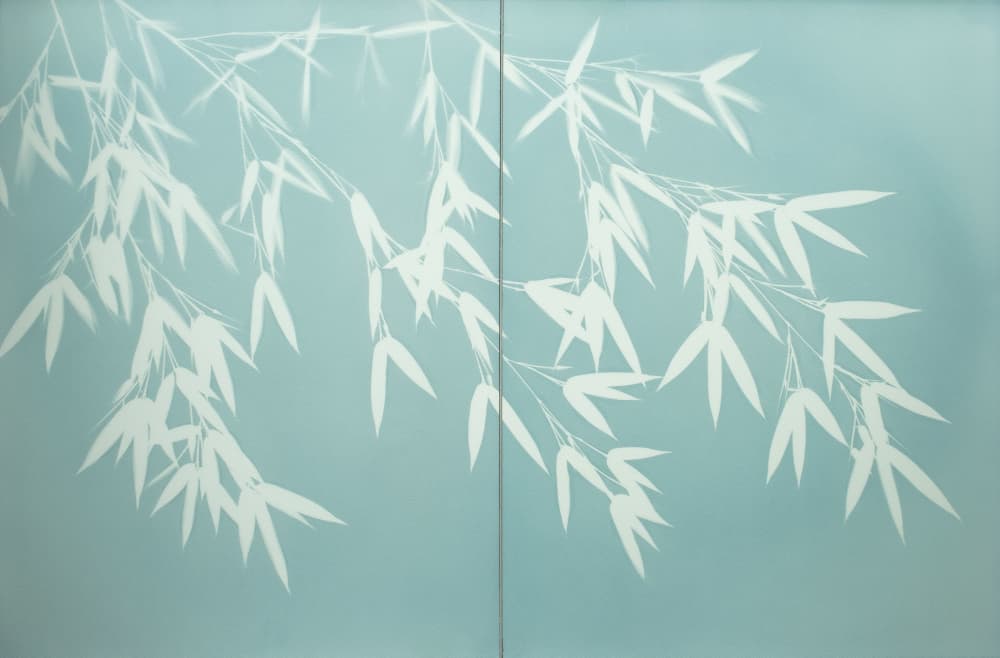 Celadon Bamboo Diptych (Two 18 x 24" originals on paper) by Christine ...
