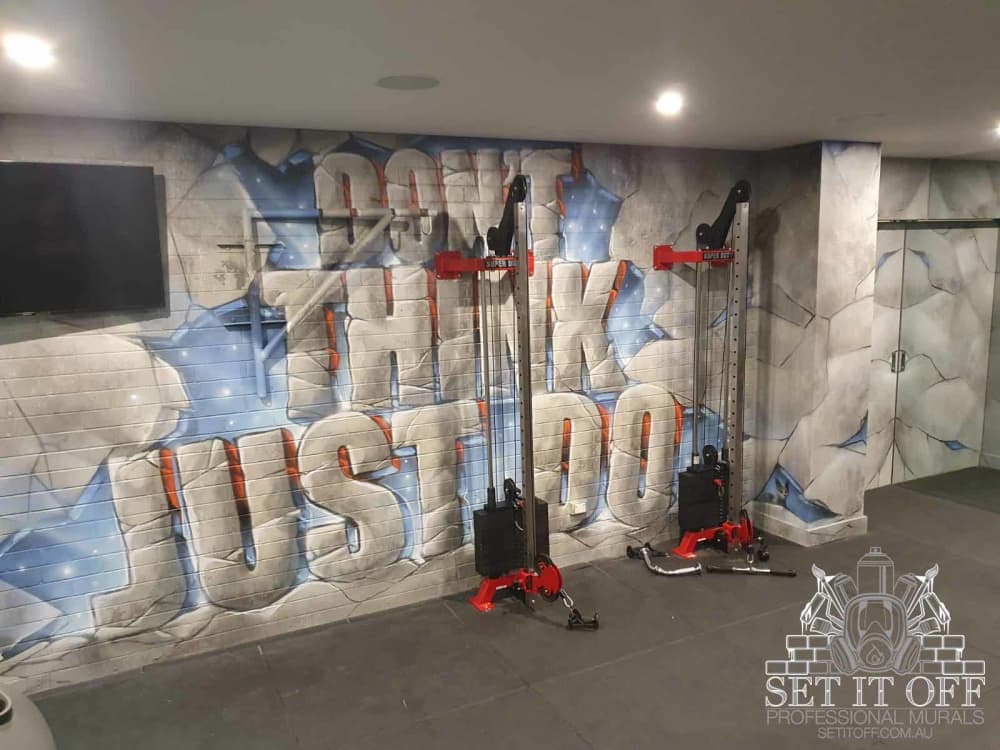 Granite Graffiti Gym Mural by Set It Off Murals | Wescover Murals
