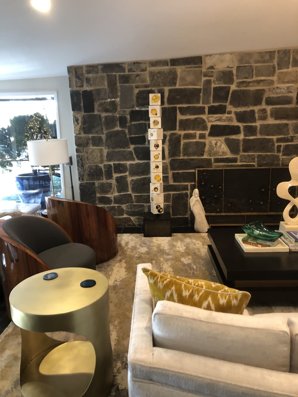 Yellow Purple Totem by Abstract Art by Jeff Pender | Wescover Sculptures