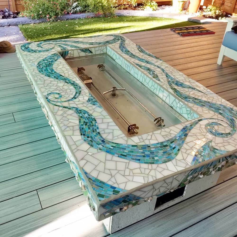 Mosaic Fire Pit by JK Mosaic, LLC | Wescover Art