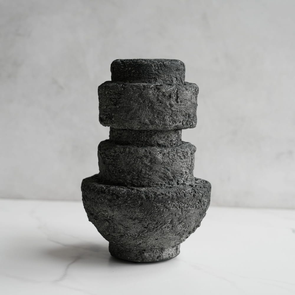 Closed Form Concrete Sculpture "Dark Stone #002" by Carolyn Powers ...