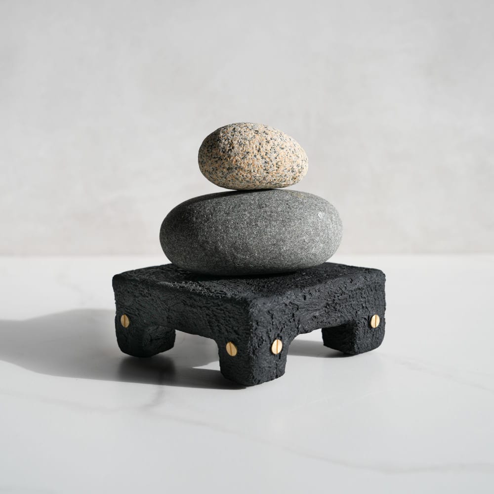 Small Shelf Riser in Carbon Black Concrete with Brass Rivets by Carolyn ...