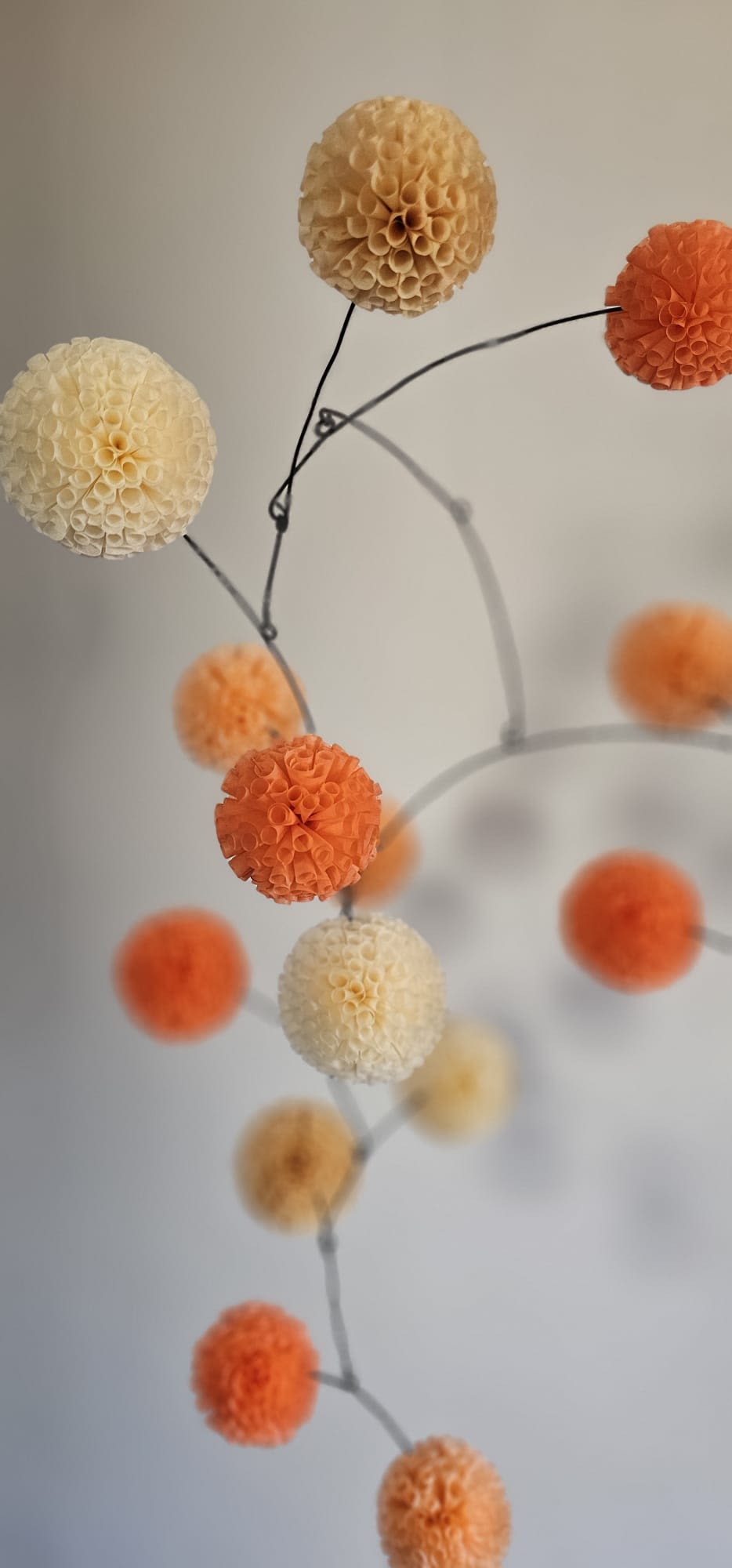 Kinetic Paper Mobile "ORANGE CRUSH" by Paula Hartmann | Wescover Sculptures