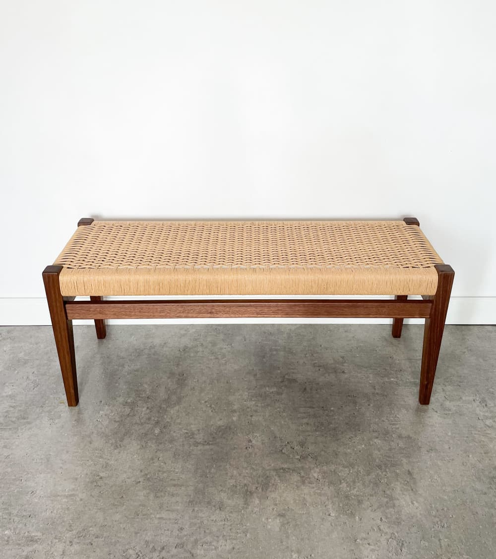 Danish Paper Cord Mid Century Bench in Walnut by ColombeFurniture ...