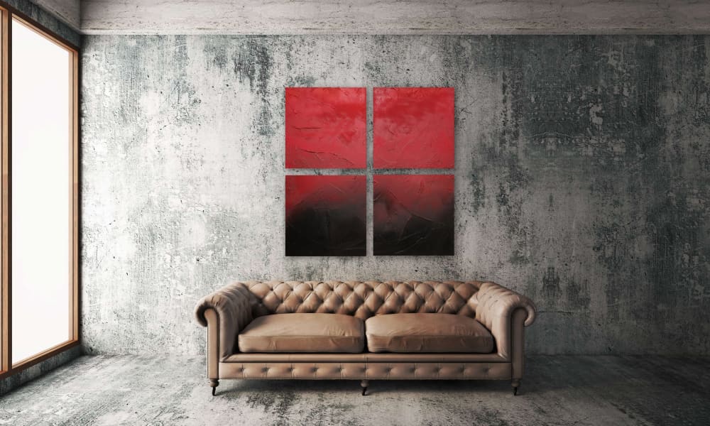 "Burning Design"- Bold Red and Black square abstract by Nichole ...