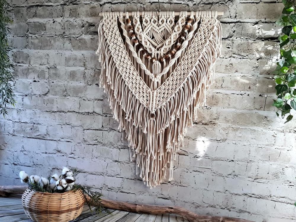 Small Beaded Macrame Wall Hanging by Desert Indulgence | Wescover Wall ...