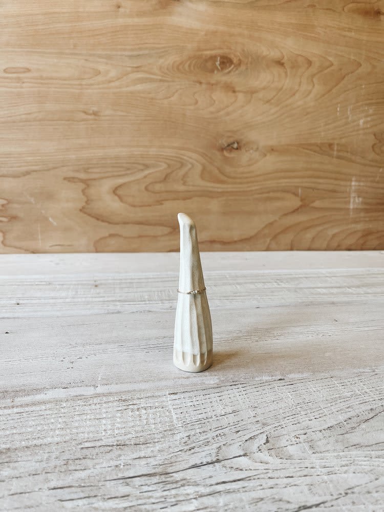 Carved Ring Cone in Matte White by Bridget Dorr | Wescover Storage
