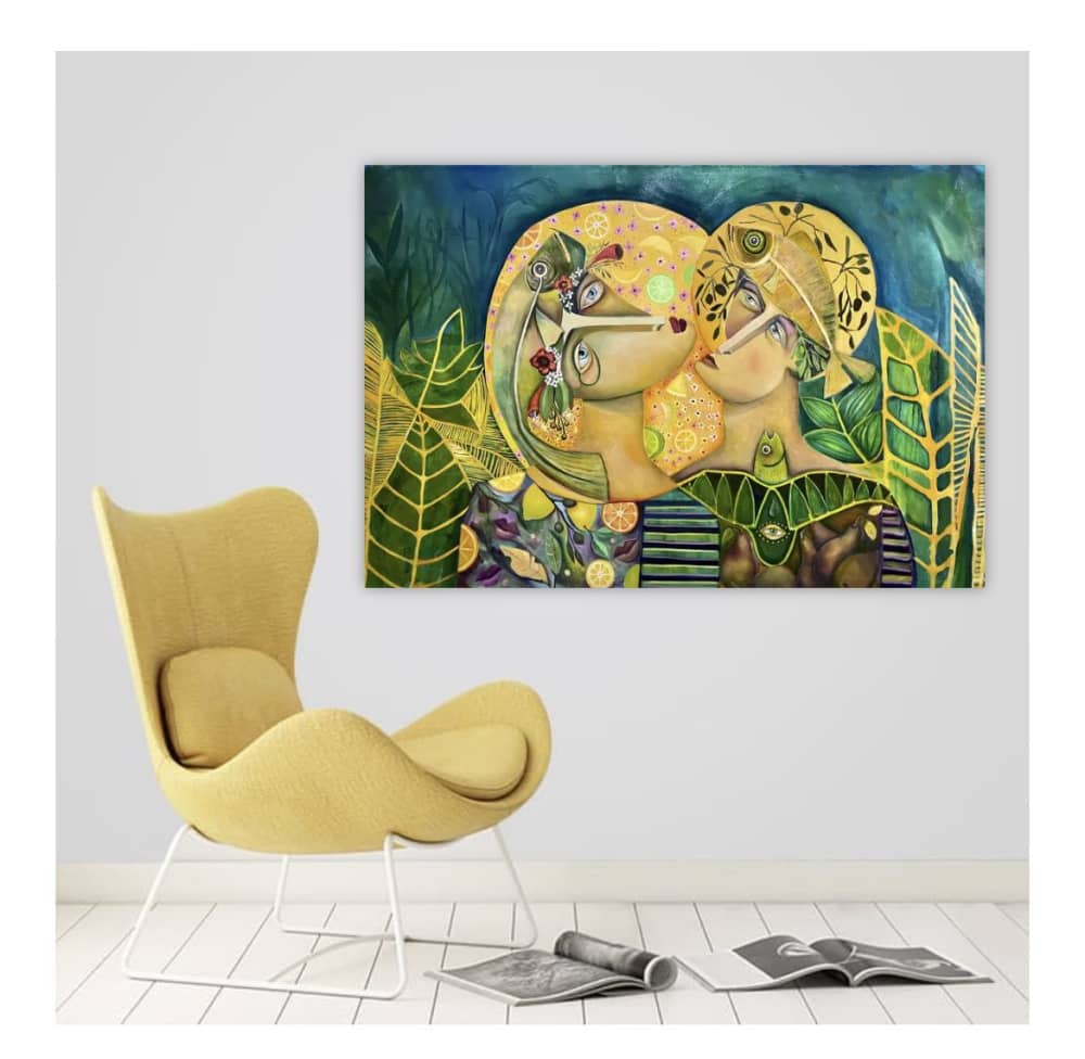 Fish Heads - Oil on Canvas 60w x 40h by Niki J Sands | Wescover Paintings