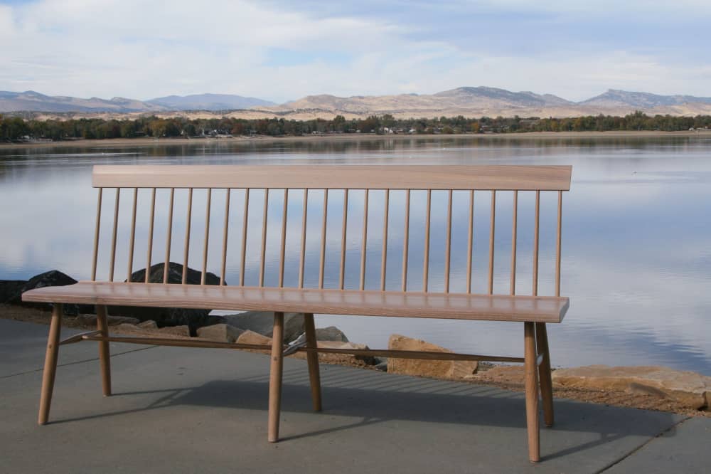 72" White Oak Spindle Back Bench With White-Washed Finish by Miikana ...