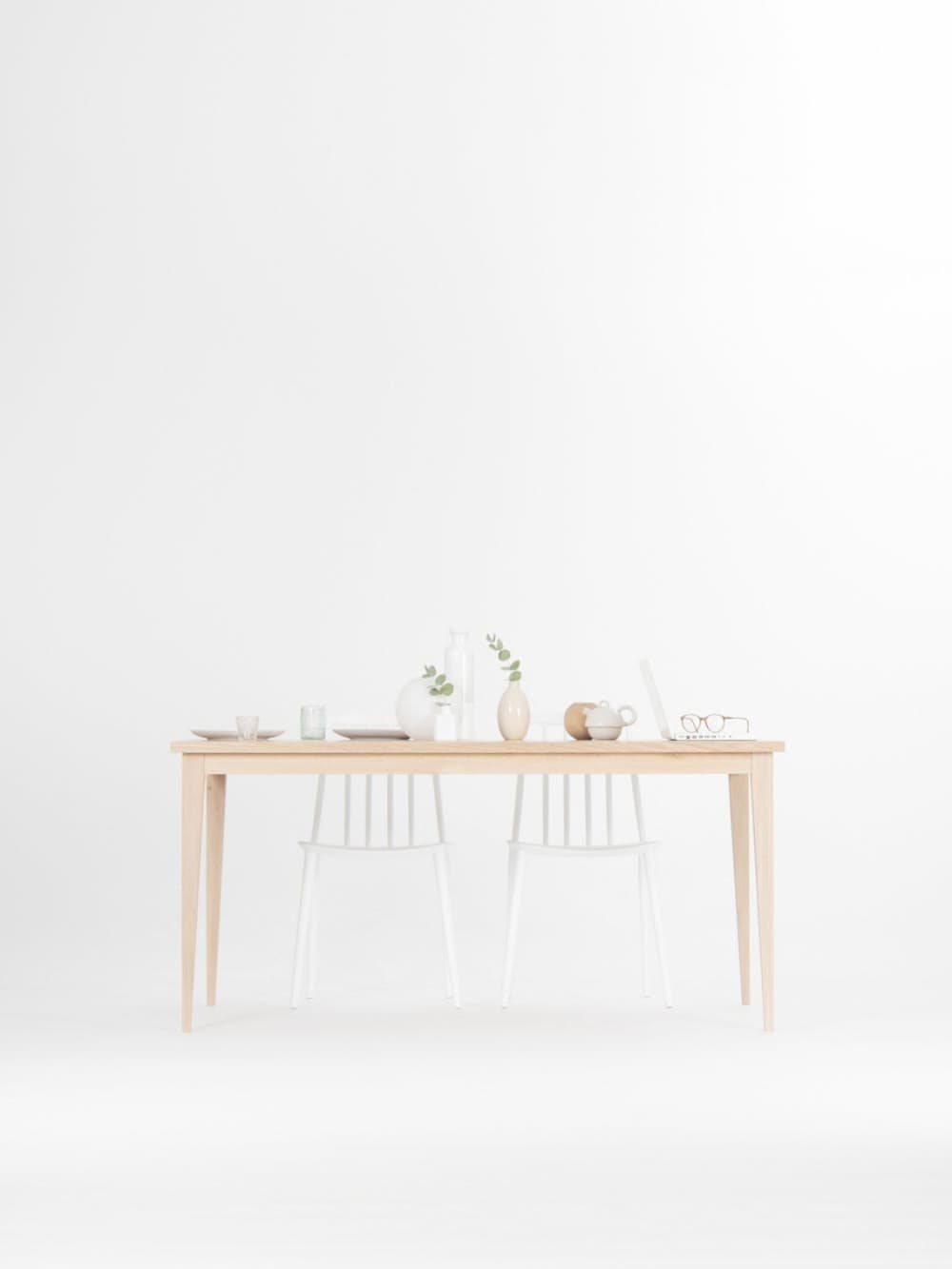 Farmhouse table, dining table, solid wood in white oak shade by Mo ...
