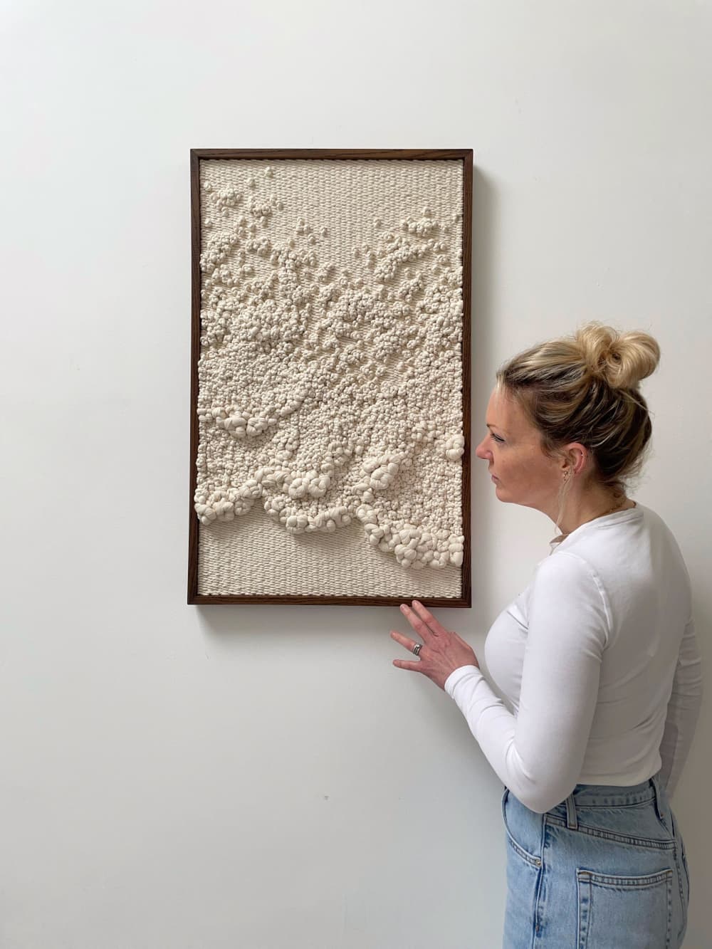 Woven wall art frame (Sea Foam 003) by Elle Collins | Wescover Wall ...