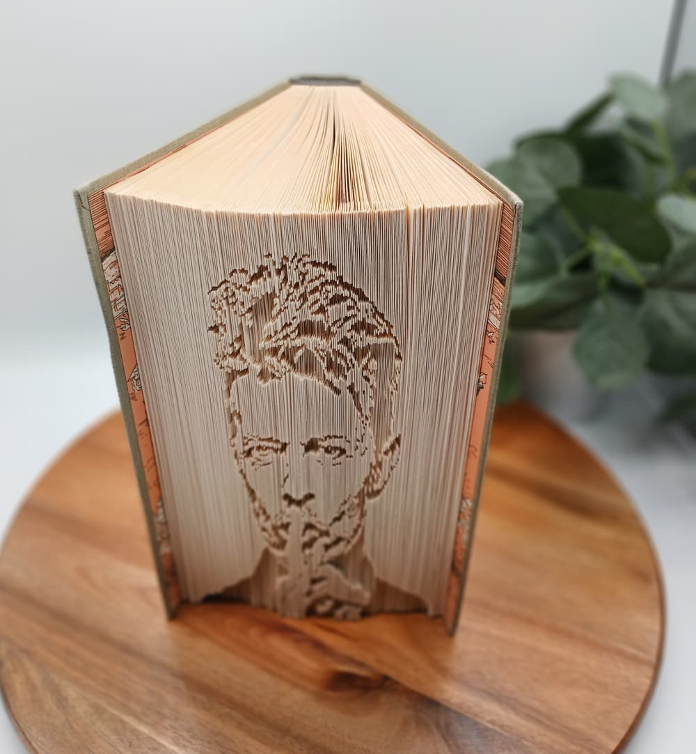 David Bowie Folded Book Portrait by Q Wollock | Wescover Sculptures