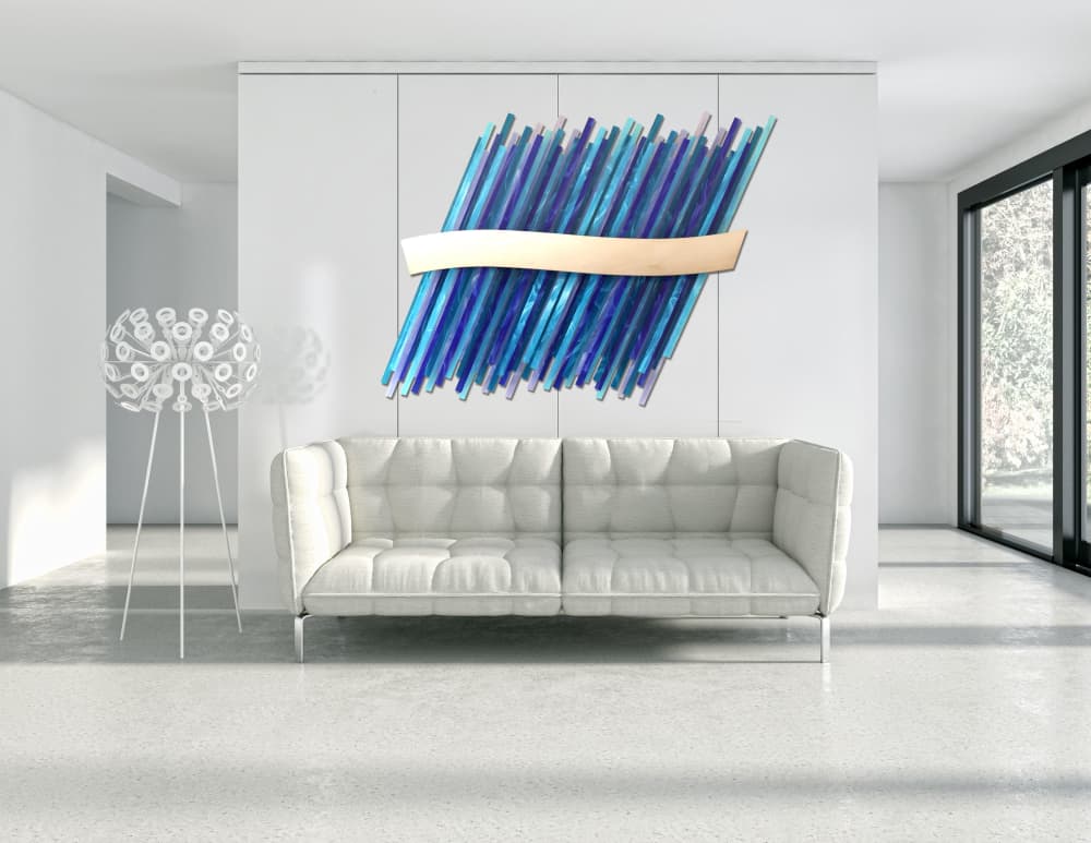 "Wave" Glass and Metal Wall Sculpture by Karo Studios | Wescover Wall ...