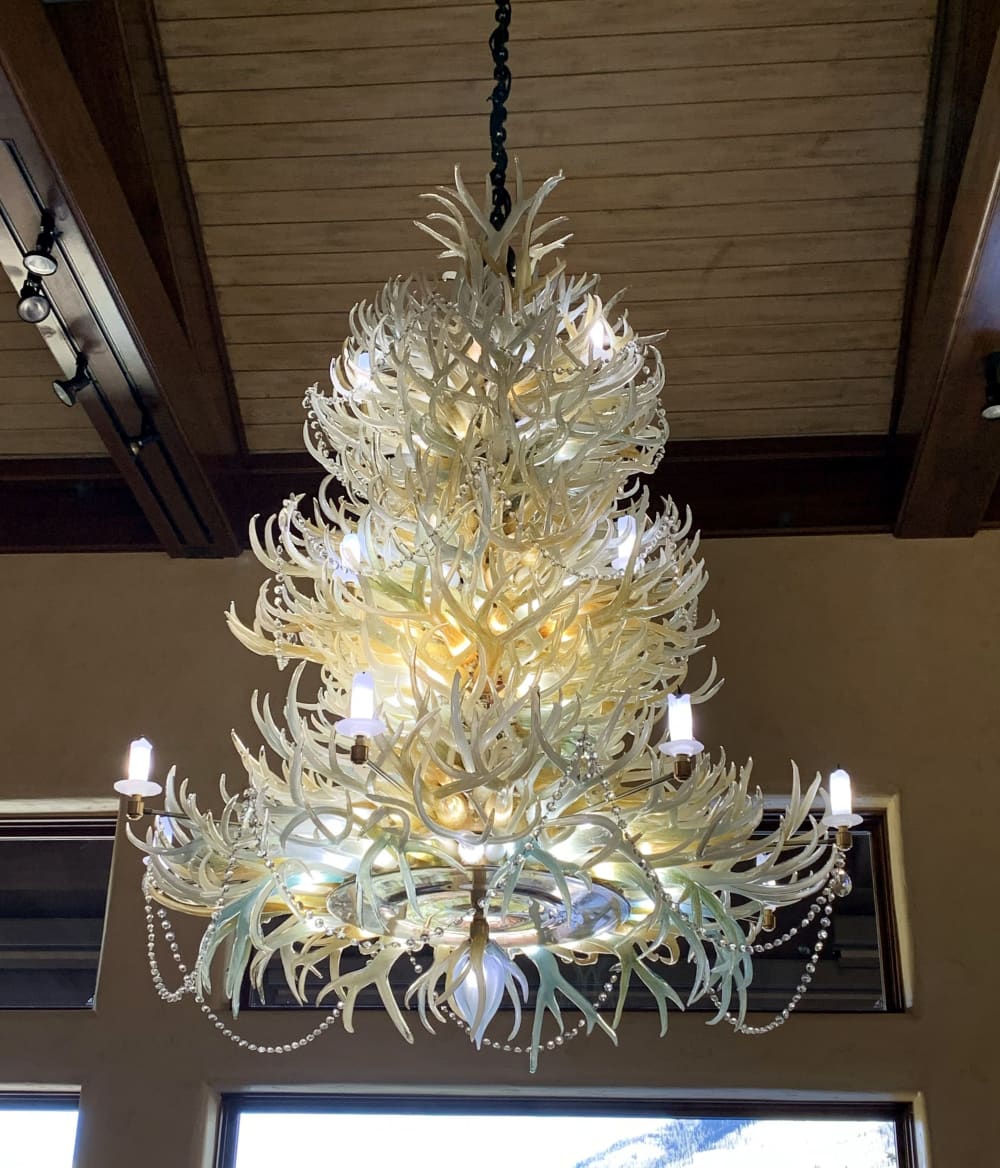 Custom Glass Antler Chandelier by Anchor Bend Glassworks | Wescover ...