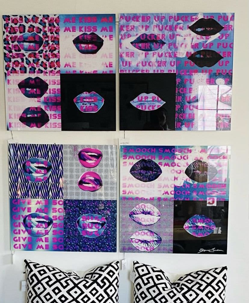 Shut Up and Kiss Me Hot Pink Quad by Joanie Landau at Eclectic Home ...