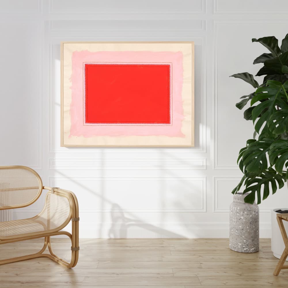 Pink and Bright Red Abstract Minimalist Art Print by Emily Keating ...