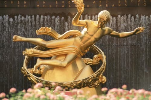 Prometheus Sculpture by Paul Manship at The Rink At Rockefeller Center ...