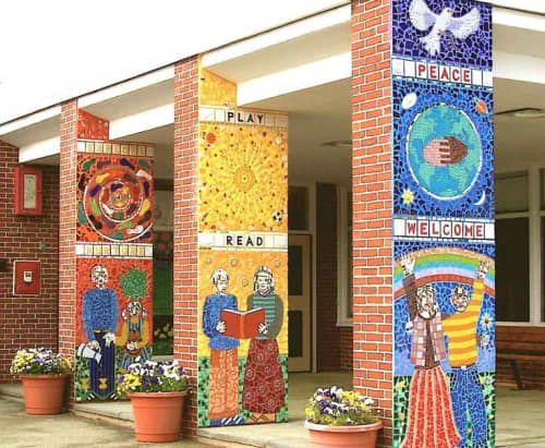 Claypit Hill School Entry Columns Mosaic by Joshua Winer, Artist at ...