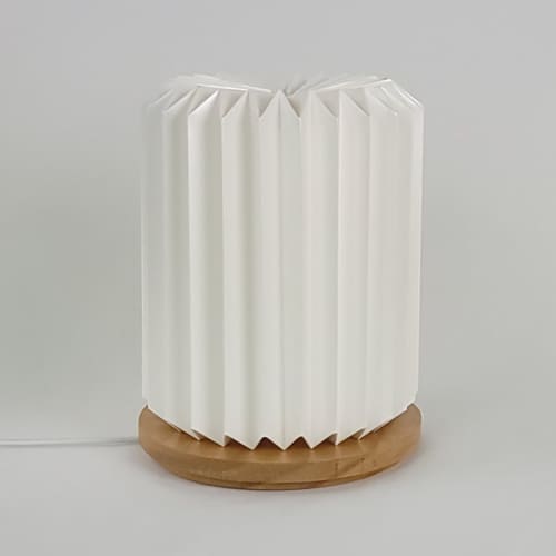 Pillar M - Modern origami table lamp, paper, wood by Studio Pleat ...