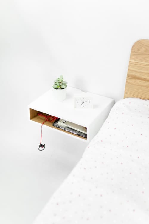 Floating White Nightstand / Bedside Table by Manuel Barrera Habitables ...