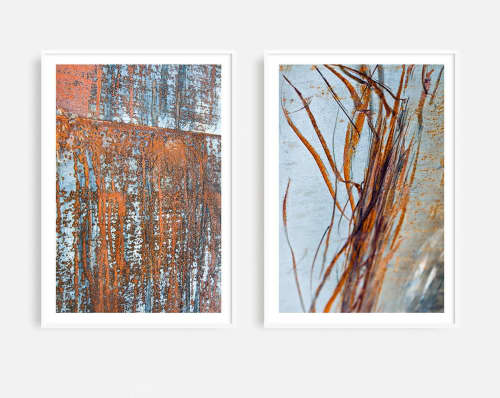 Abstract art prints, 'Rust Pair I' industrial photographs by ...